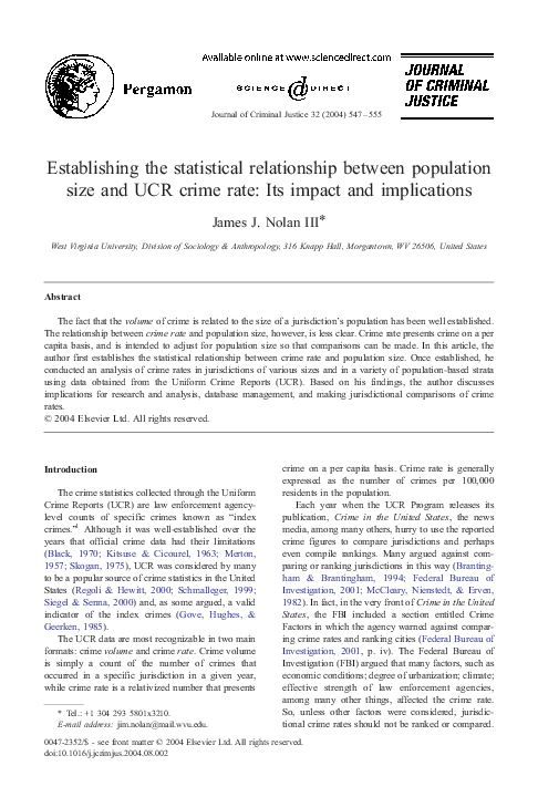 (PDF) Establishing the statistical relationship between population size and UCR crime rate: Its ...