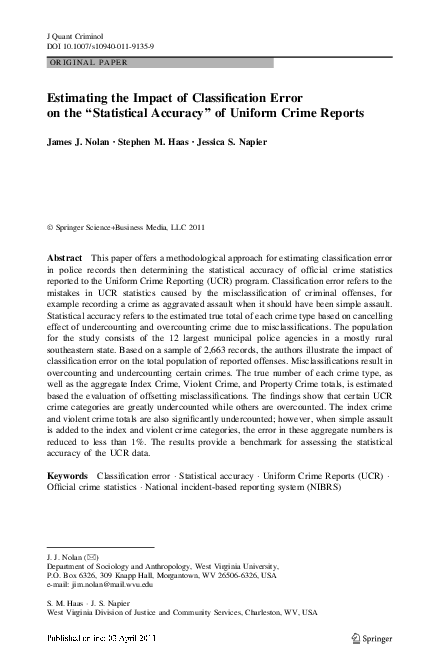 (PDF) Estimating the Impact of Classification Error on the “Statistical ...