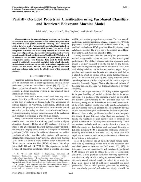 (PDF) Partially occluded pedestrian classification using histogram of oriented gradients and ...