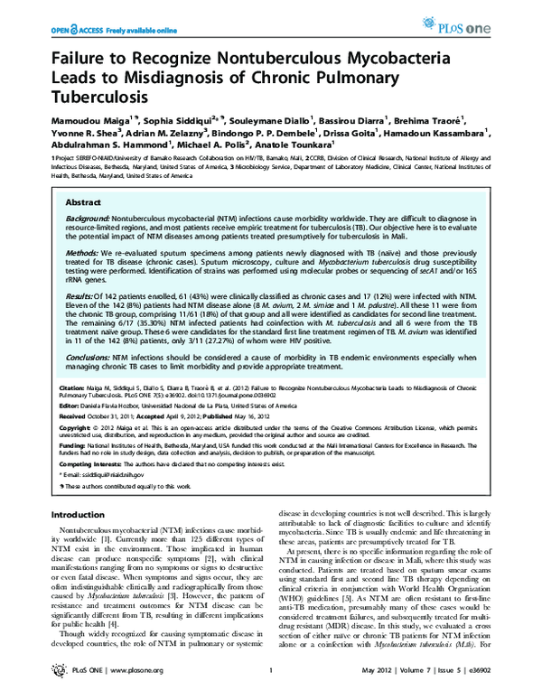 (PDF) Failure to Recognize Nontuberculous Mycobacteria Leads to Misdiagnosis of Chronic ...