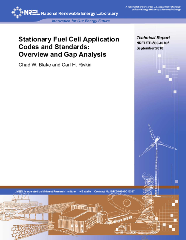 (PDF) Stationary Fuel Cell Application Codes and Standards: Overview and Gap Analysis
