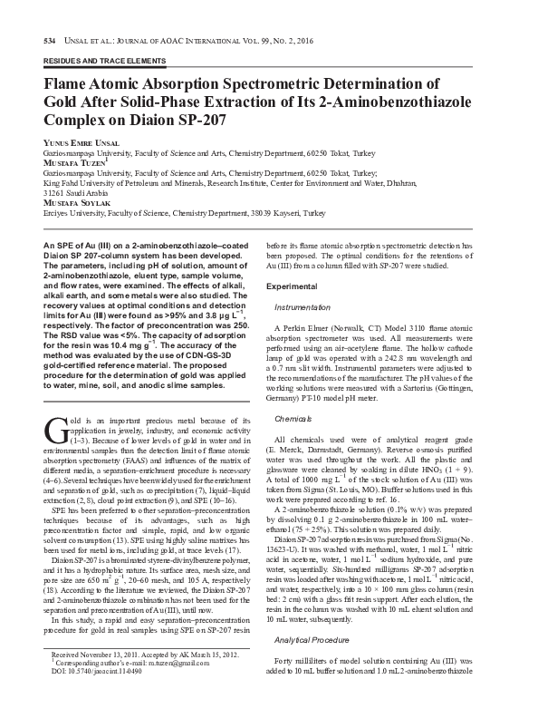 Pdf Flame Atomic Absorption Spectrometric Determination Of Trace Amounts Of Heavy Metal Ions