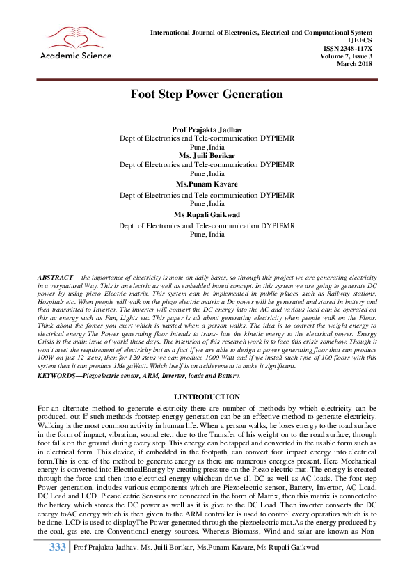 (PDF) Foot Step Power Generation