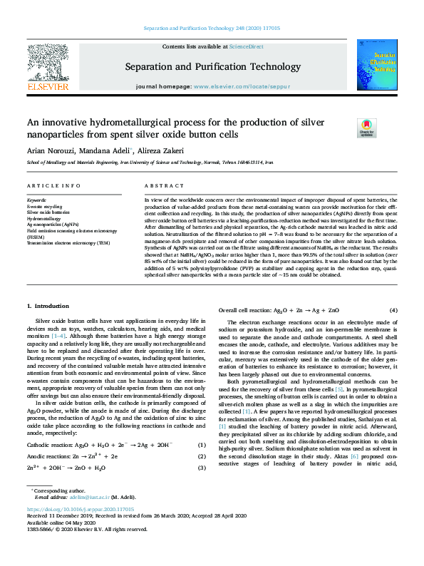 (PDF) An innovative hydrometallurgical process for the production of ...