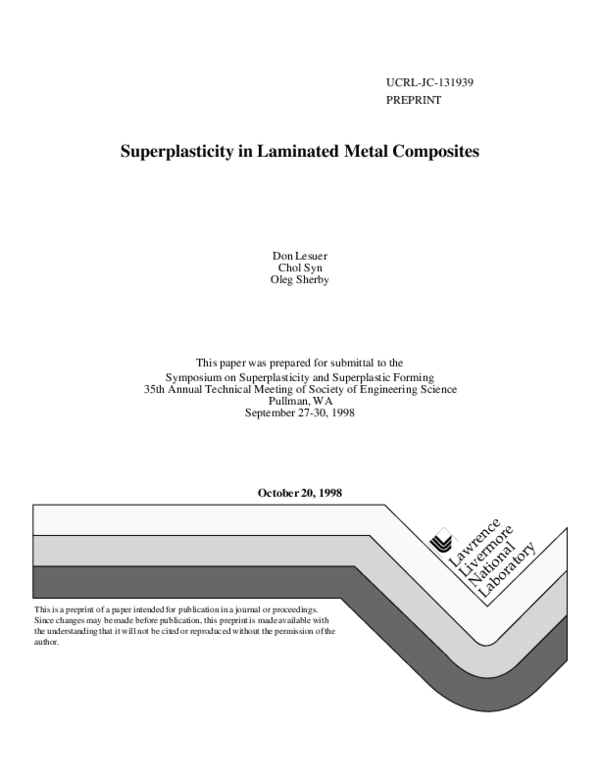 (PDF) Superplasticity in laminated metal composites