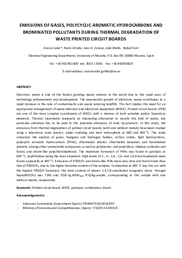 (PDF) Emissions of Gases, Polycyclic Aromatic Hydrocarbons and Brominated Pollutants During ...