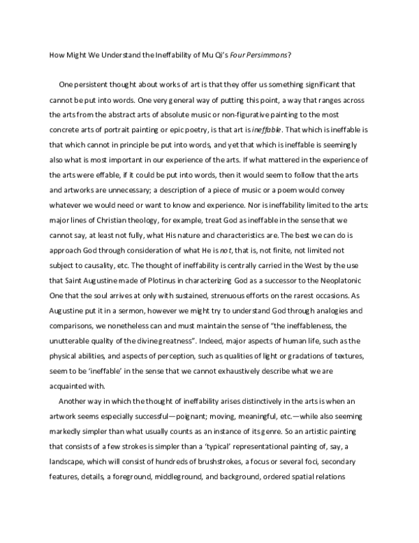 (PDF) How Might We Understand the Ineffability of Mu Qi's Four Persimmons
