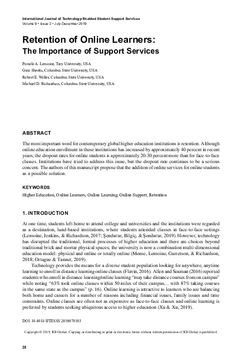 (PDF) Retention of Online Learners