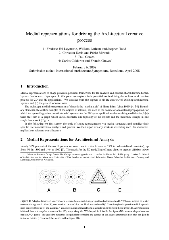 (PDF) Medial representations for driving the architectural creative process