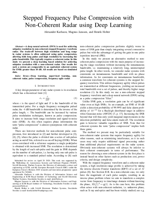 (PDF) Stepped Frequency Pulse Compression With Noncoherent Radar Using ...