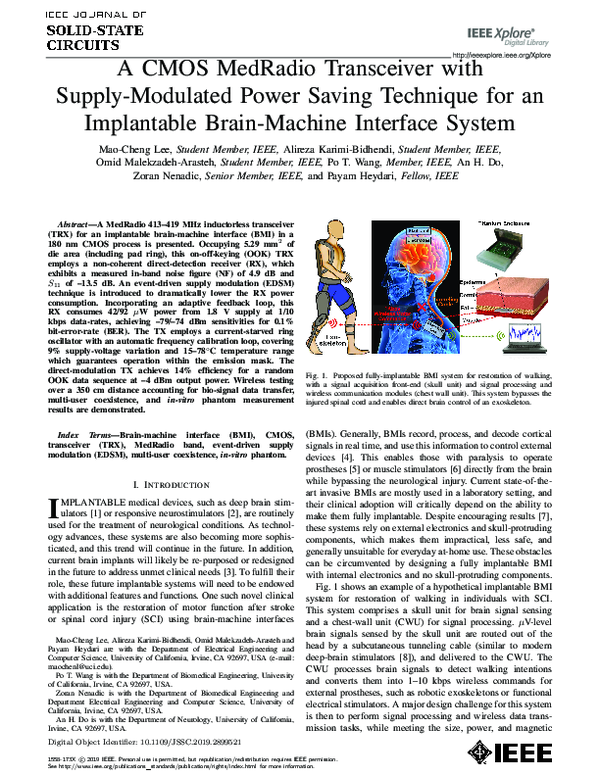 (PDF) A CMOS MedRadio Transceiver With Supply-Modulated Power Saving ...
