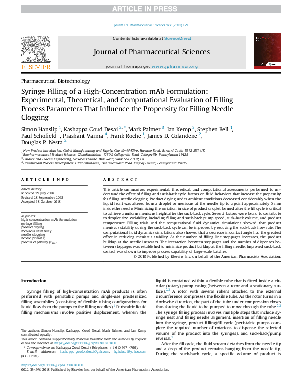 (PDF) Syringe Filling of a High-Concentration mAb Formulation ...