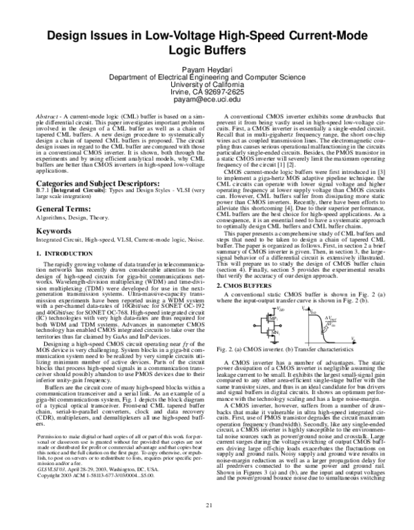 (PDF) Design issues in low-voltage high-speed current-mode logic buffers