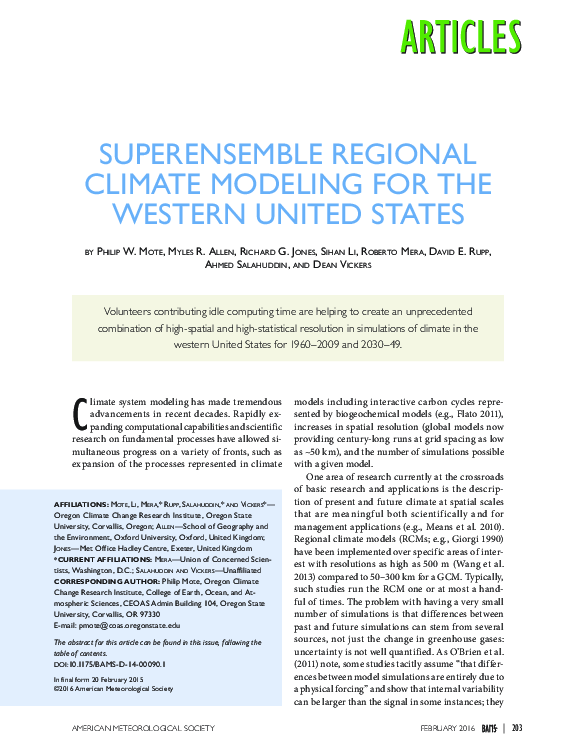 (PDF) Superensemble Regional Climate Modeling for the Western United States