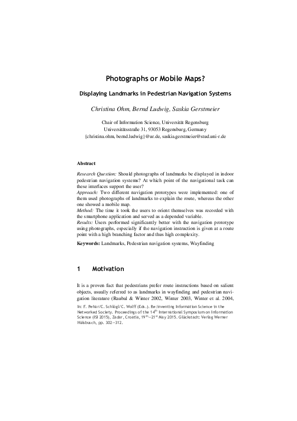 (PDF) Photographs or Mobile Maps? - Displaying Landmarks in Pedestrian ...