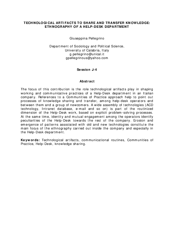 (PDF) Technological artifacts to share and transfer knowledge ...