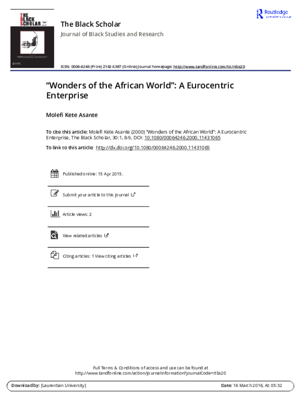 (PDF) “Wonders of the African World”: A Eurocentric Enterprise