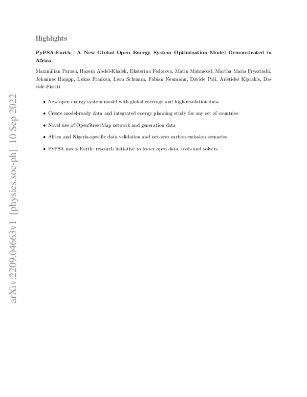 (PDF) PyPSA-Earth. A New Global Open Energy System Optimization Model ...