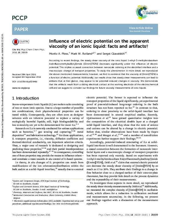 (PDF) Influence of electric potential on the apparent viscosity of an ...
