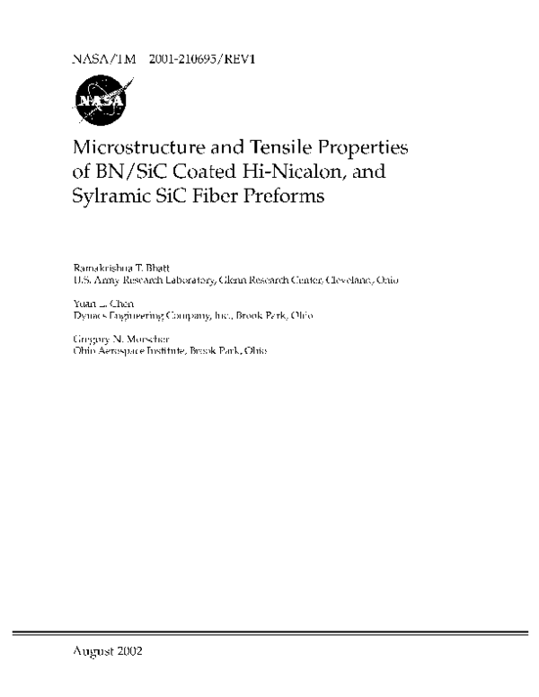(PDF) Microstructure and tensile properties of BN/SiC coated Hi-Nicalon, and Sylramic SiC fiber ...