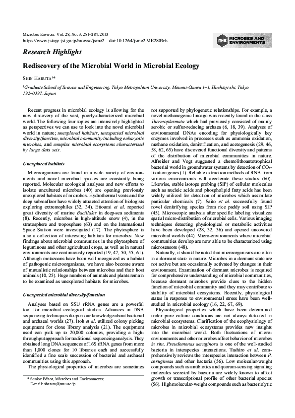 (PDF) Rediscovery of the Microbial World in Microbial Ecology