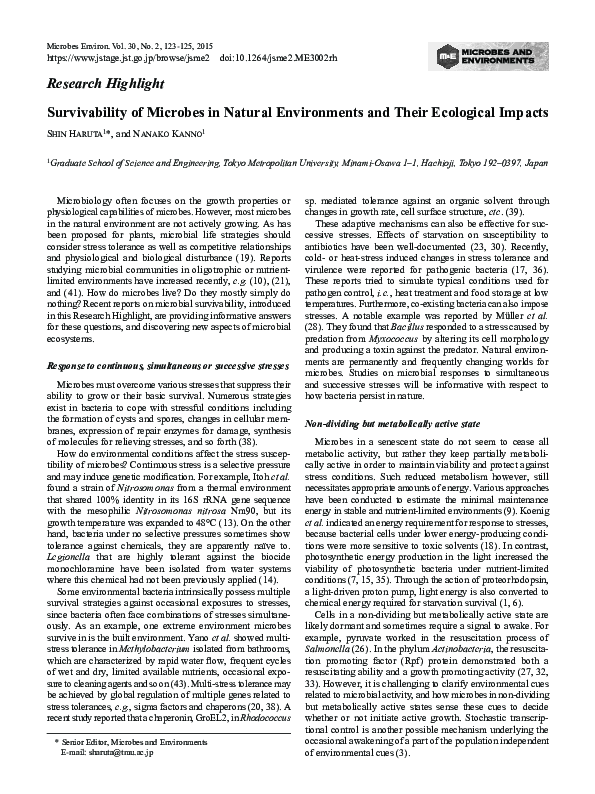 (PDF) Survivability of Microbes in Natural Environments and Their ...