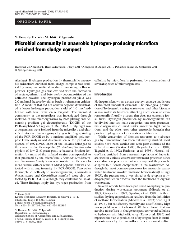 (PDF) Microbial community in anaerobic hydrogen-producing microflora ...