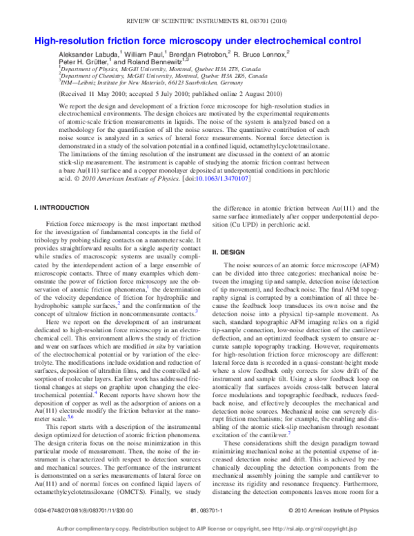 (PDF) High-resolution friction force microscopy under electrochemical ...