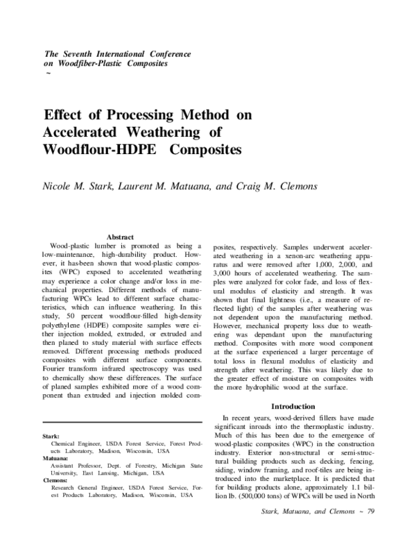(PDF) Effect of processing method on accelerated weathering of wood ...
