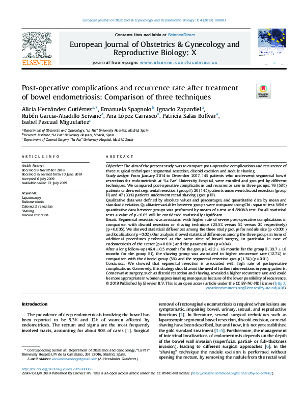 Pdf Postoperative Complications And Recurrence Rates After Rectal