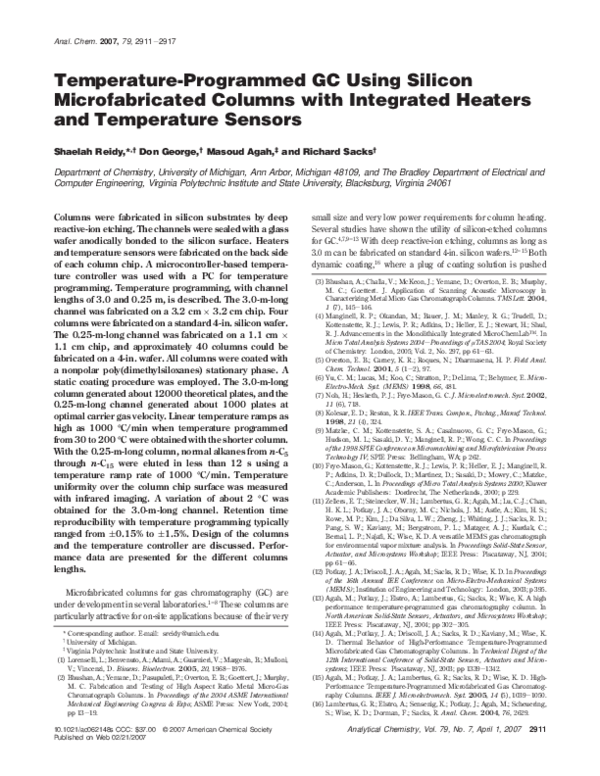 (PDF) Temperature-Programmed GC Using Silicon Microfabricated Columns ...