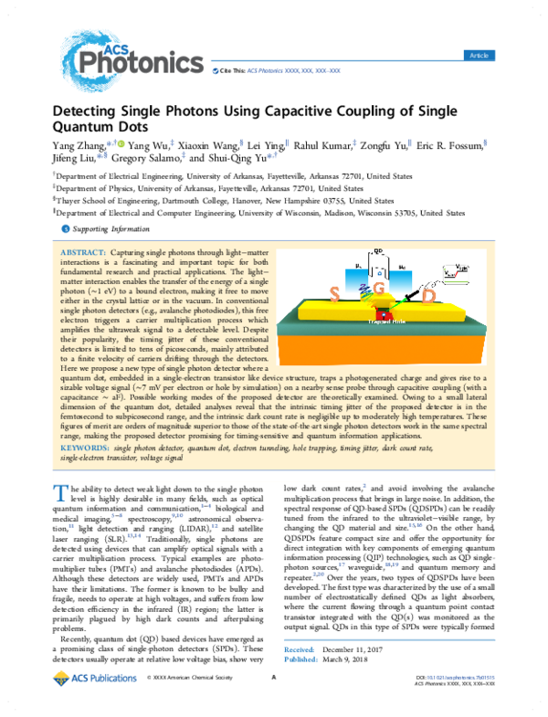 (PDF) Detecting Single Photons Using Capacitive Coupling of Single Quantum Dots