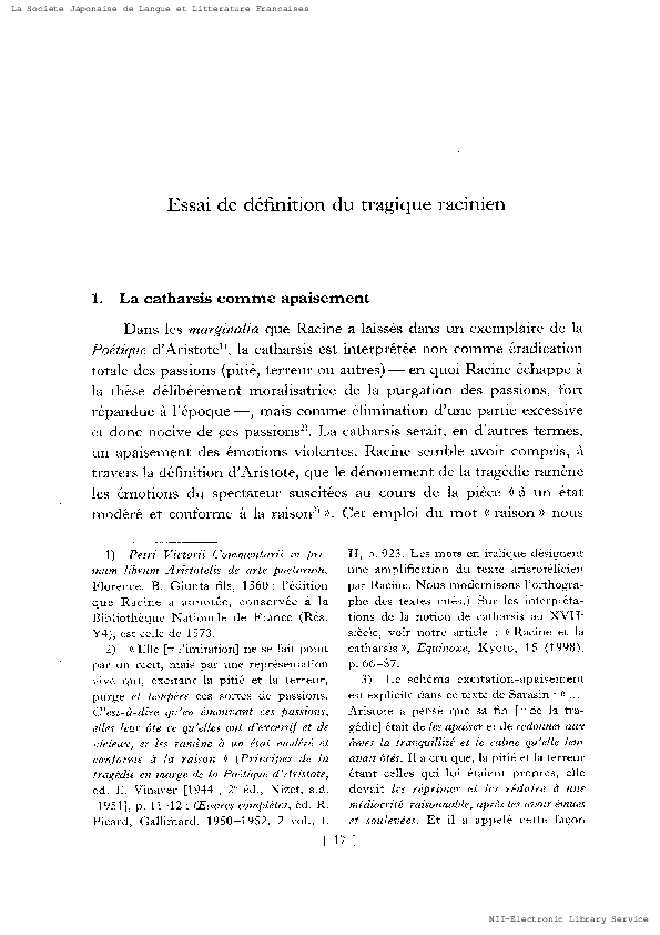 (PDF) Essai de definition du tragique racinien