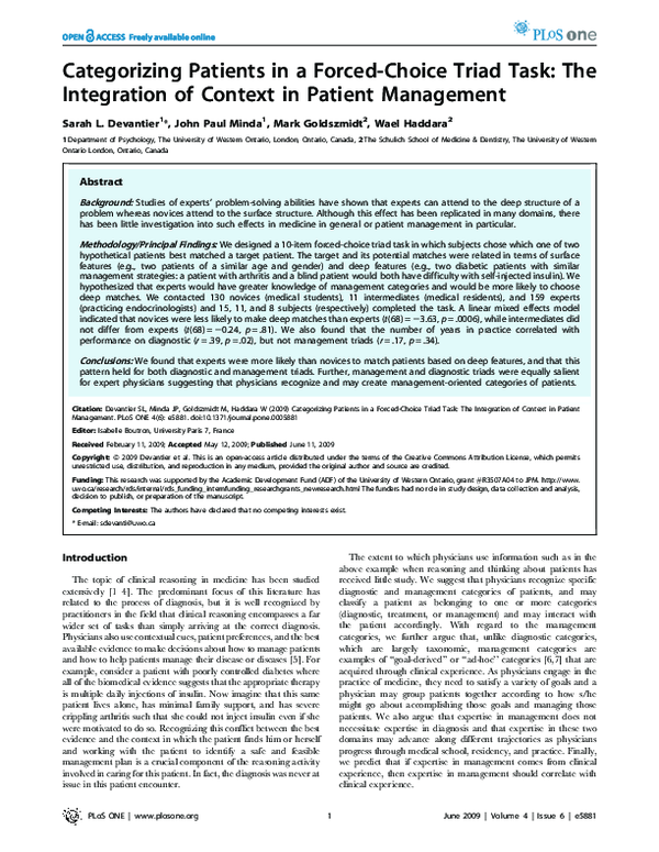 (PDF) Categorizing Patients in a Forced-Choice Triad Task: The ...