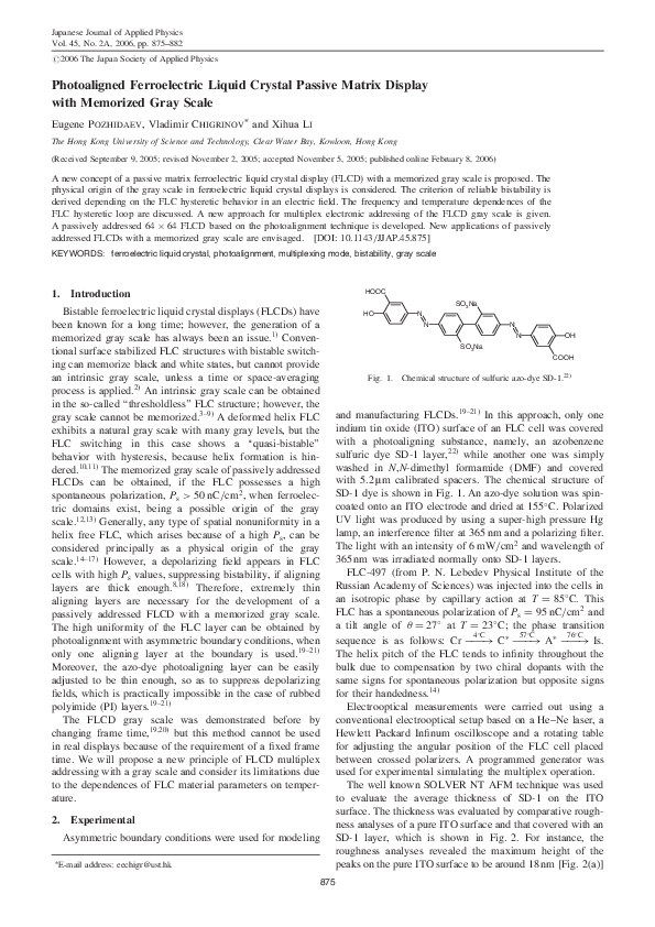 (PDF) Photoaligned Ferroelectric Liquid Crystal Passive Matrix Display ...
