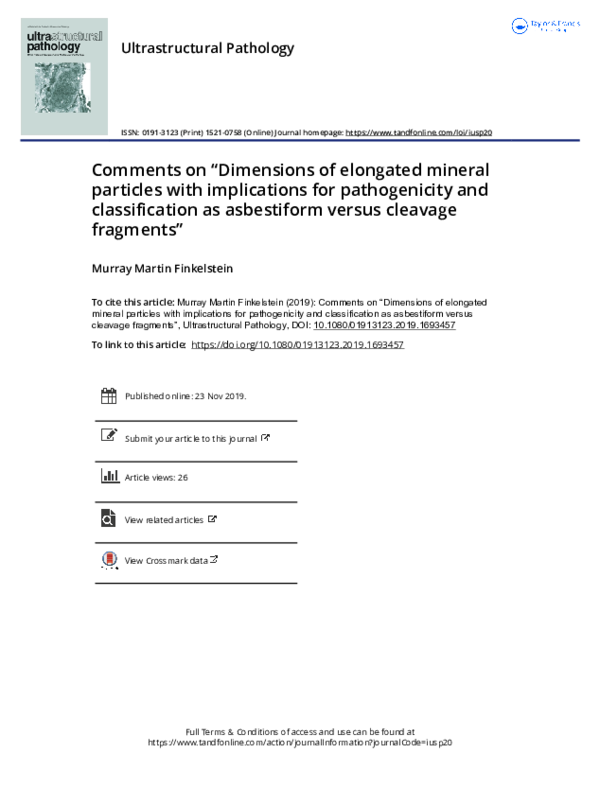 (PDF) Comments on “Dimensions of elongated mineral particles with ...