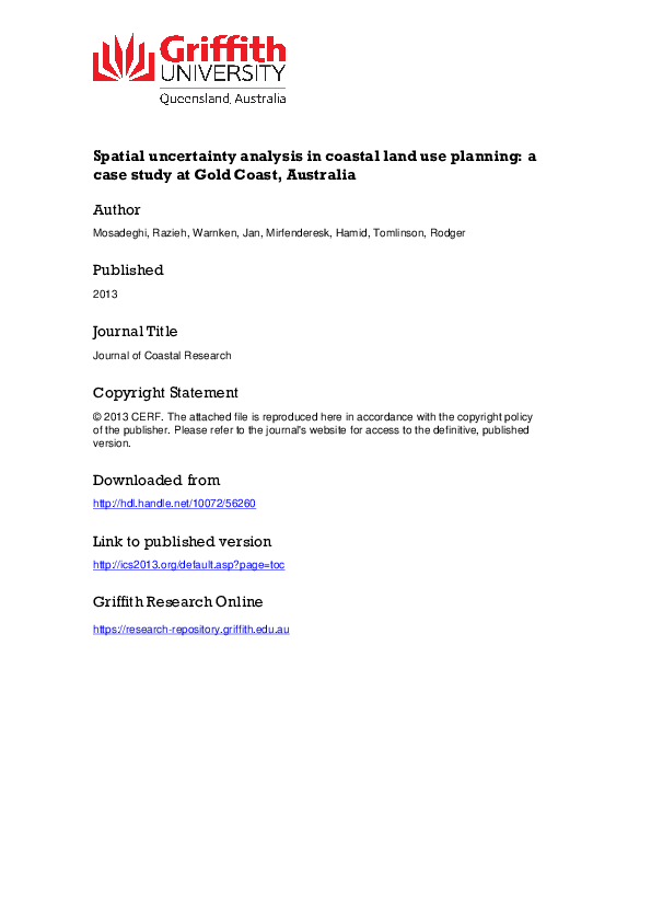(PDF) Spatial uncertainty analysis in coastal land use planning: a case study at Gold Coast ...