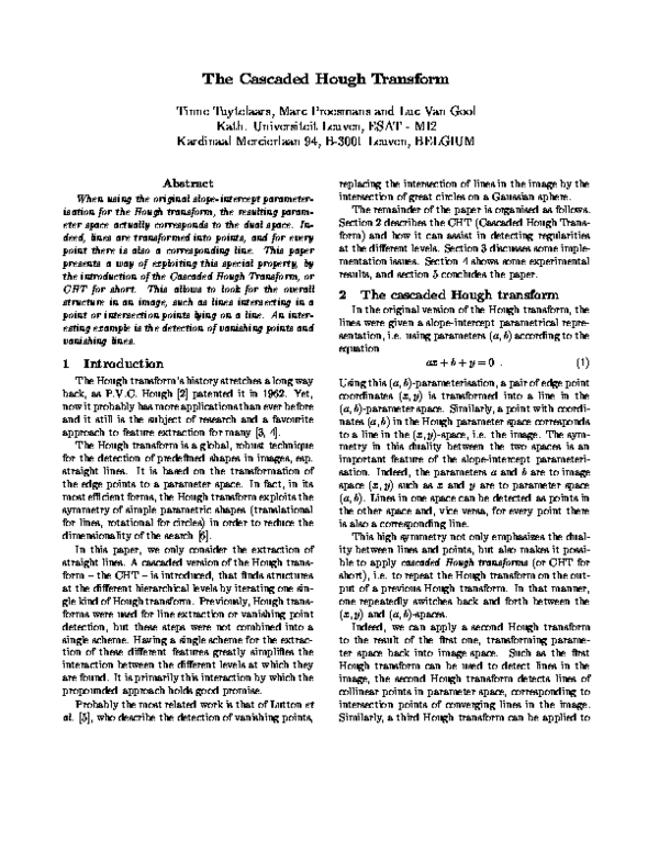 (PDF) The cascaded Hough transform