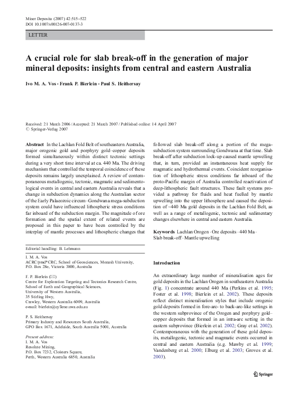 (PDF) A crucial role for slab break-off in the generation of major ...