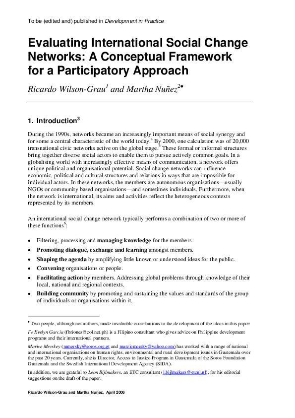 (PDF) Evaluating international social-change networks: a conceptual ...