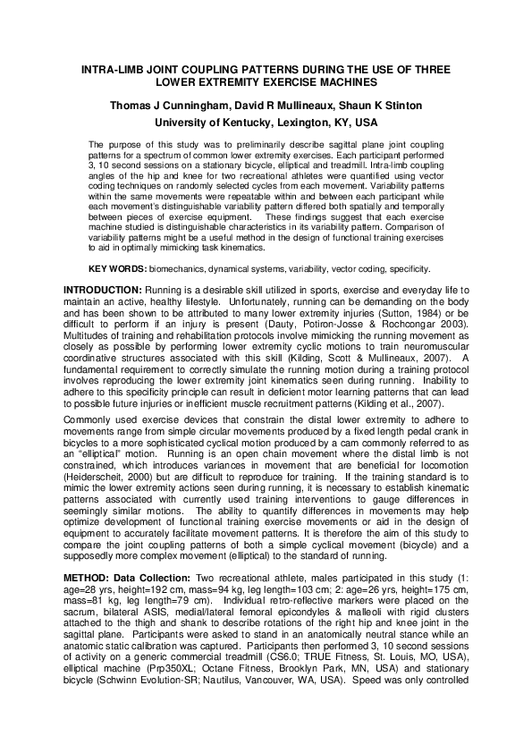 (PDF) Intra-Limb Joint Coupling Patterns During the Use of Three Lower Extremity Exercise ...