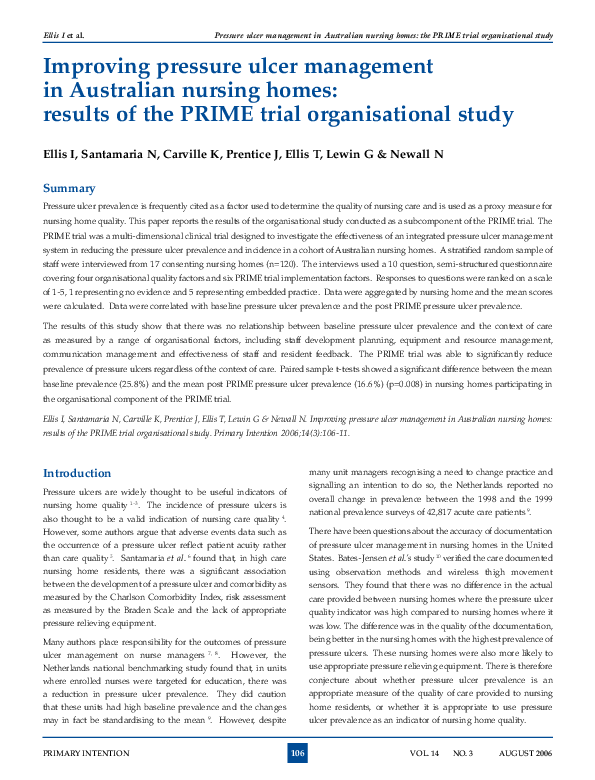 (PDF) Improving pressure ulcer management in Australian nursing homes ...
