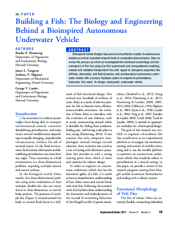 (PDF) Building a Fish: The Biology and Engineering Behind a Bioinspired ...