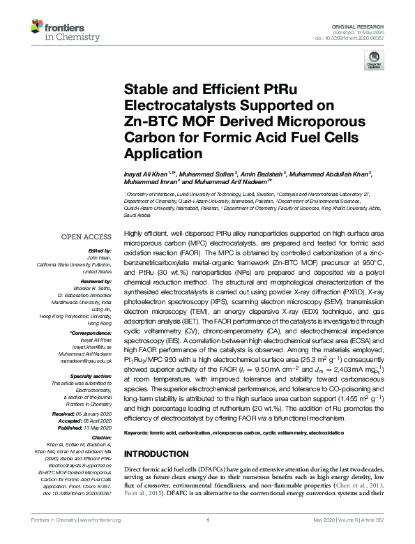 (PDF) Stable and Efficient PtRu Electrocatalysts Supported on Zn-BTC ...