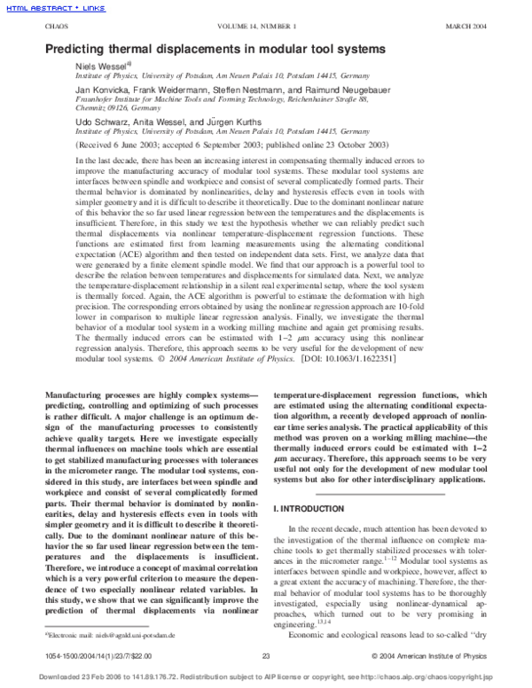 (PDF) Predicting thermal displacements in modular tool systems