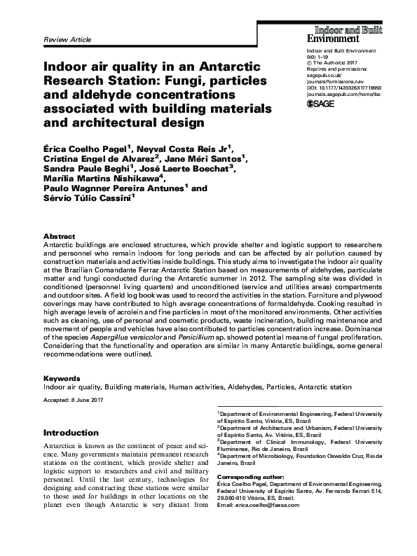 (PDF) Indoor air quality in an Antarctic Research Station: Fungi ...
