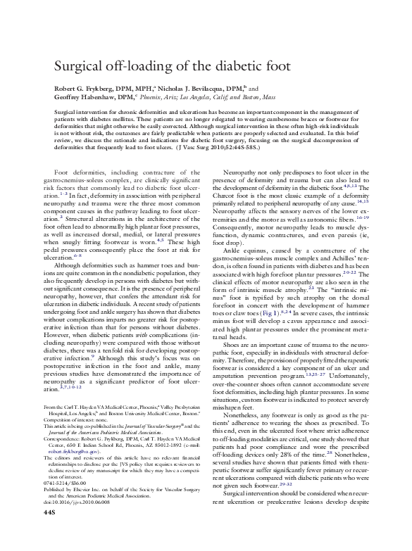 (PDF) Surgical Off-loading of the Diabetic Foot