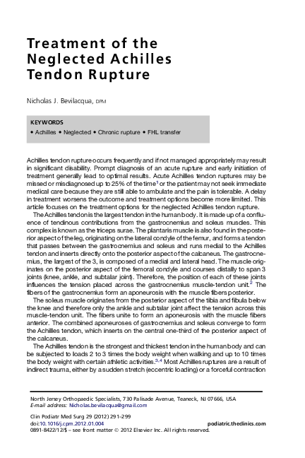 (PDF) Treatment of the Neglected Achilles Tendon Rupture