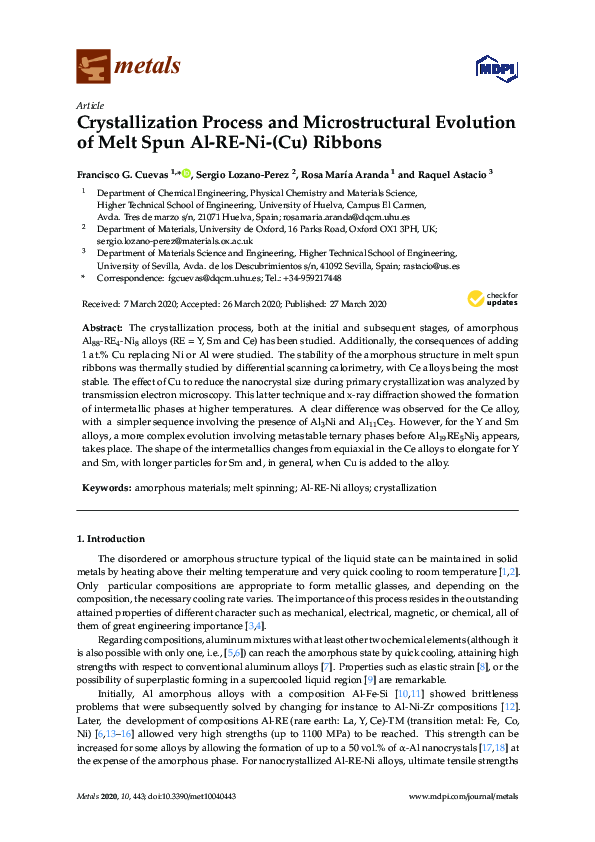 (PDF) Crystallization Process and Microstructural Evolution of Melt ...