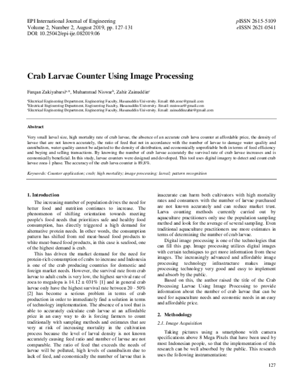 (PDF) Image Processing for Accurate Crab Larvae Counting